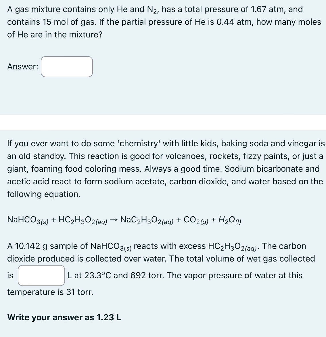 Solved A gas mixture contains only He ﻿and N2, ﻿has a total | Chegg.com