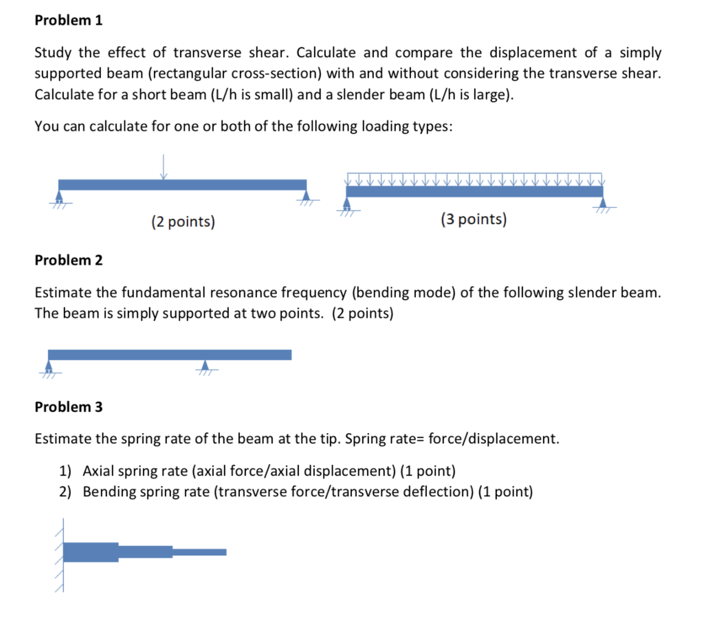 Solved Problem 1 Study the effect of transverse shear. | Chegg.com