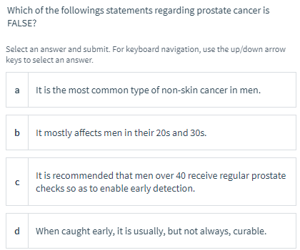 Solved Which of the followings statements regarding prostate | Chegg.com
