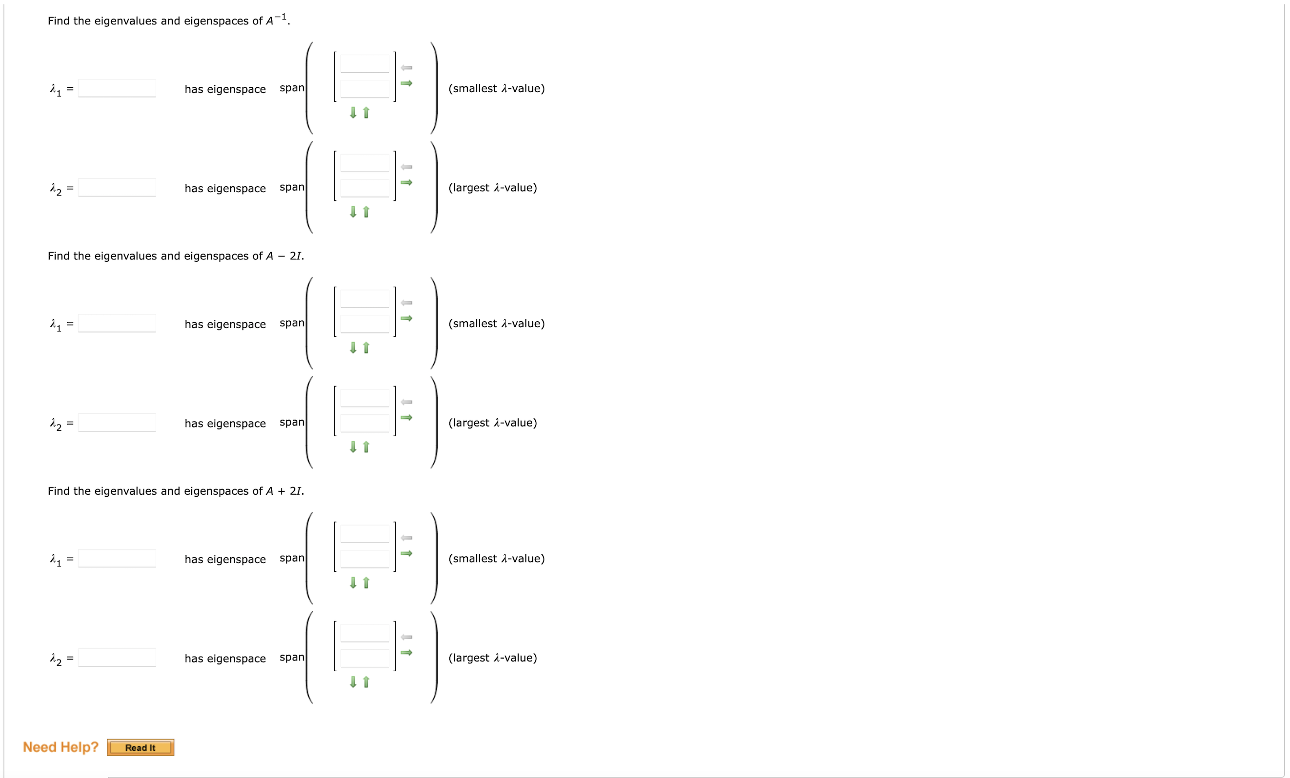 Solved a) Find the eigenvalues and eigenspaces of the | Chegg.com