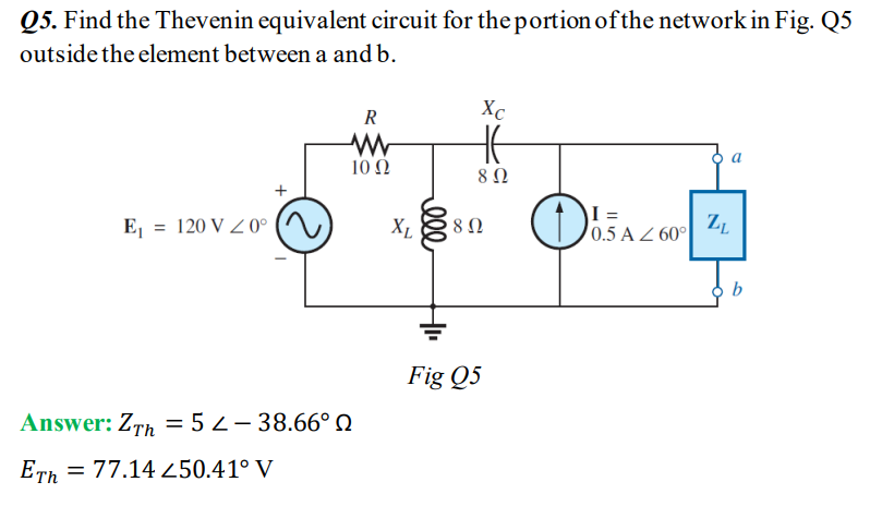Solved Q5. Find the Thevenin equivalent circuit for the | Chegg.com