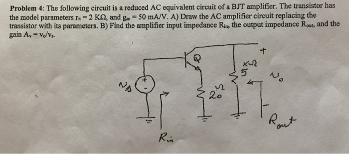 Solved The following circuit is a reduced AC equivalent | Chegg.com