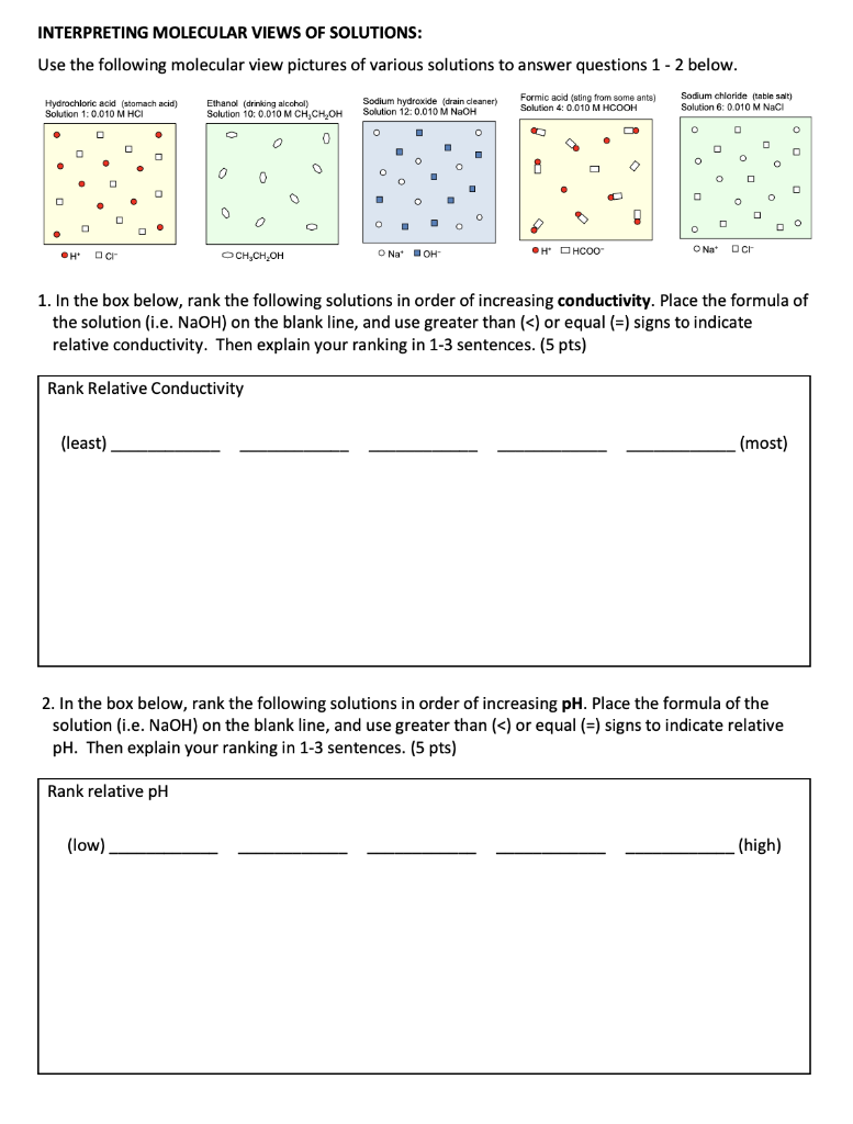 Solved INTERPRETING MOLECULAR VIEWS OF SOLUTIONS: Use the | Chegg.com