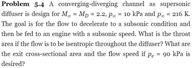 Solved Problem 5.4 A converging-diverging channel as | Chegg.com