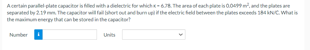 Solved A certain parallel-plate capacitor is filled with a | Chegg.com