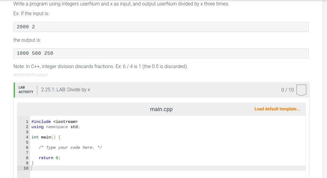 Solved Note: In C++, integer division discards fractions. | Chegg.com