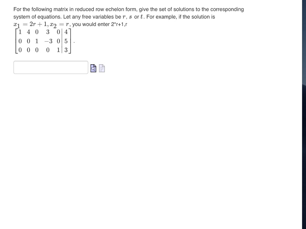 Solved For the following matrix in reduced row echelon form, | Chegg.com