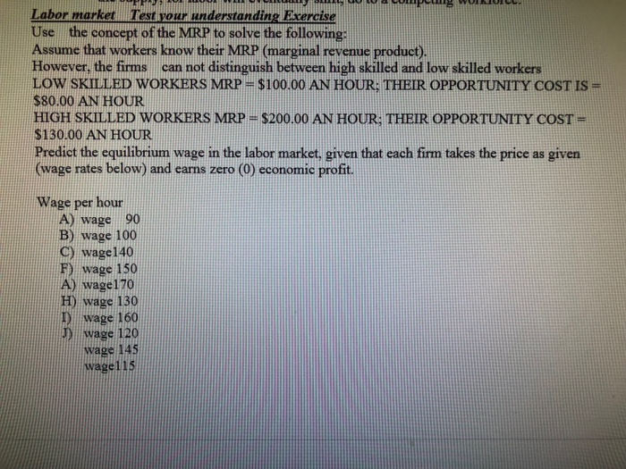 Solved 5 Labor market Test your understanding Fxercise Use | Chegg.com