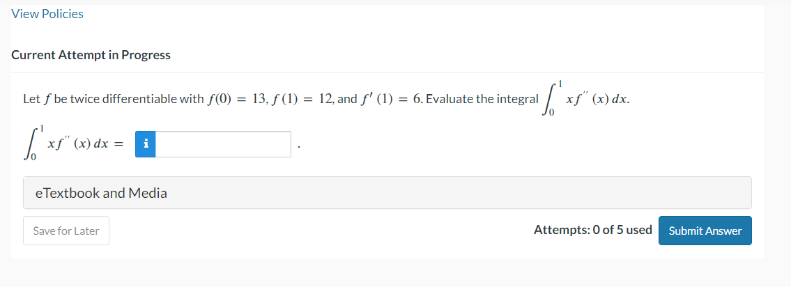 Solved Current Attempt in ProgressLet f ﻿be twice | Chegg.com