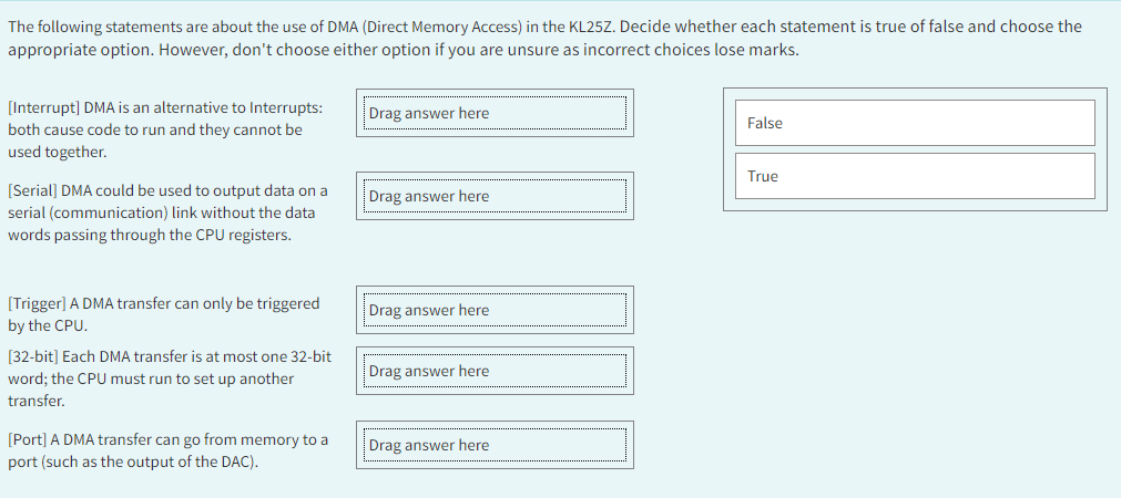 the-following-statements-are-about-the-use-of-dma-direct-memory-access-in-the-kl25z-decide