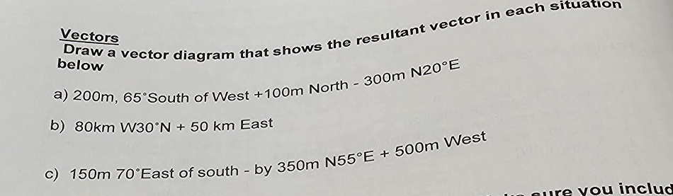 Solved Vectors Draw a vector diagram that shows the | Chegg.com