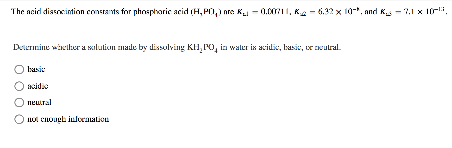 Solved The acid dissociation constants for phosphoric acid | Chegg.com