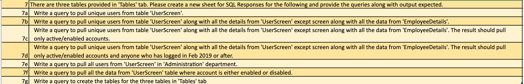 Solved 7 There are three tables provided in 'Tables' tab. | Chegg.com