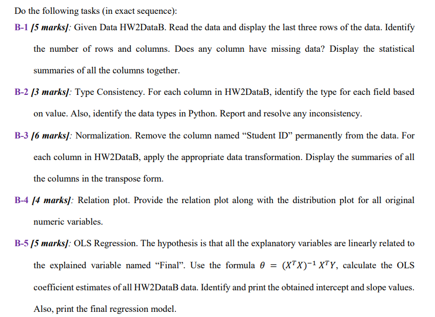 Do the following tasks (in exact sequence): B-1 [5 | Chegg.com
