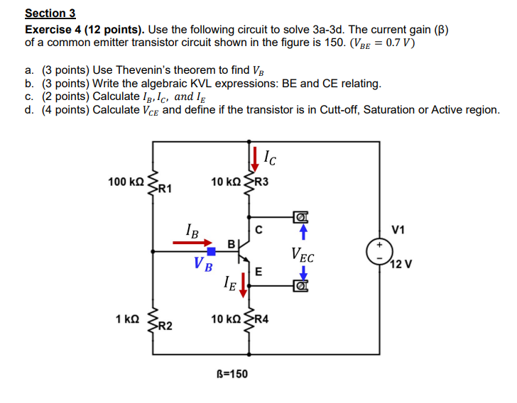 Solved Exercise 4 (12 points). Use the following circuit to | Chegg.com