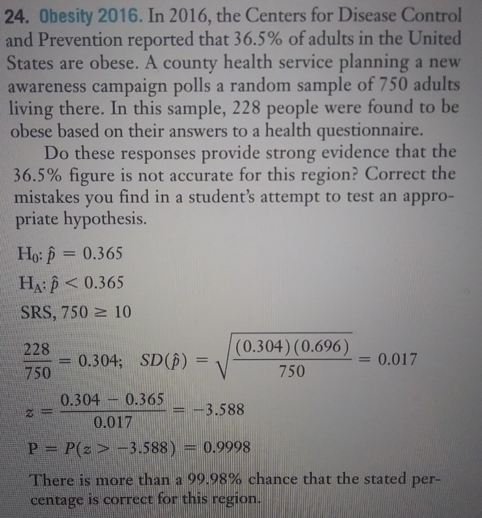 Solved 24. Obesity 2016. In 2016, the Centers for Disease | Chegg.com