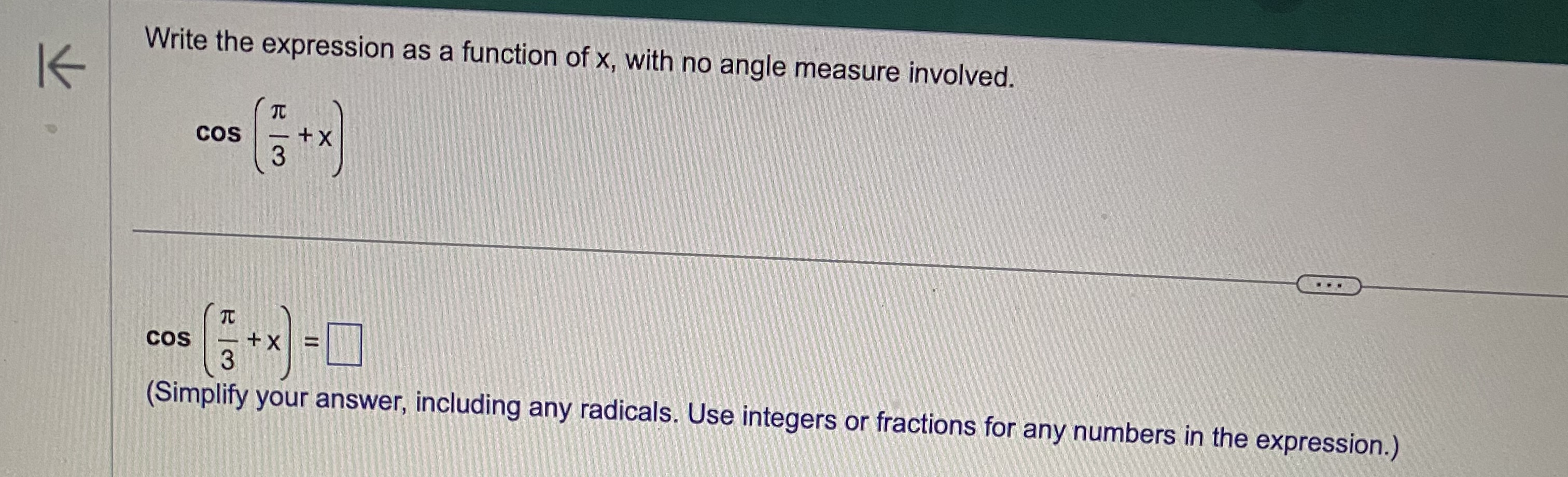 Solved Write the expression as a function of x, with no | Chegg.com