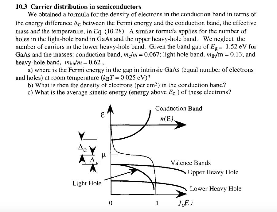 Solved 10.3 Carrier distribution in semiconductors We | Chegg.com