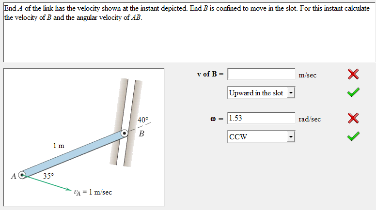 Solved End A of ﻿the link has the velocity shown at ﻿the | Chegg.com