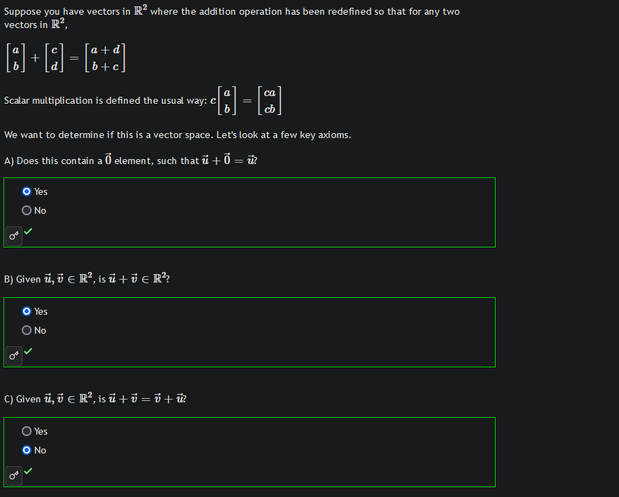 Solved Suppose you have vectors in R2 where the addition | Chegg.com
