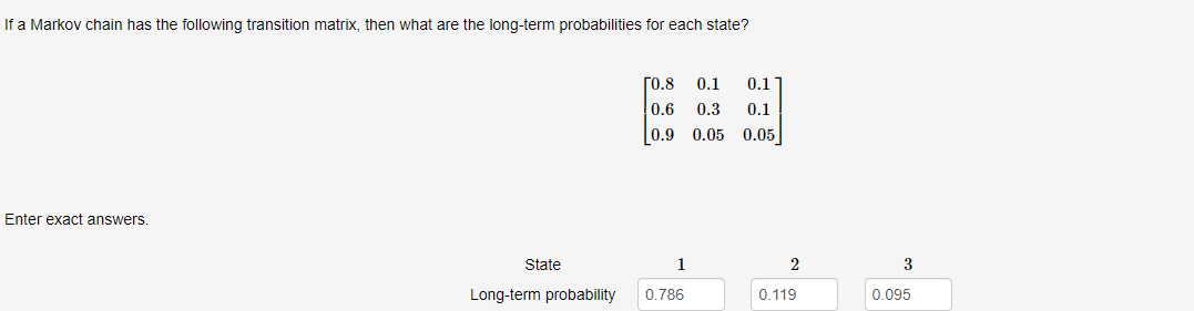 Solved If a Markov chain has the following transition | Chegg.com