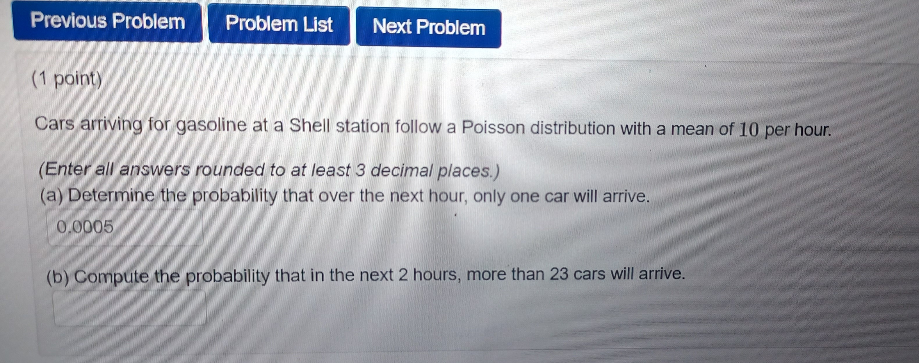 Solved Previous Problem Problem List Next Problem (1 point) | Chegg.com