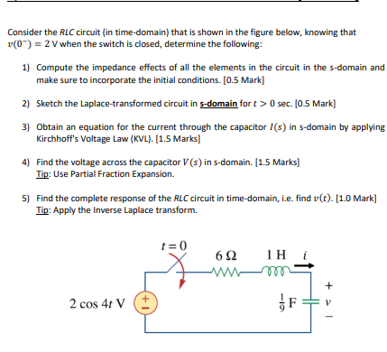Solved Consider the RLC circuit (in time-domain) that is | Chegg.com