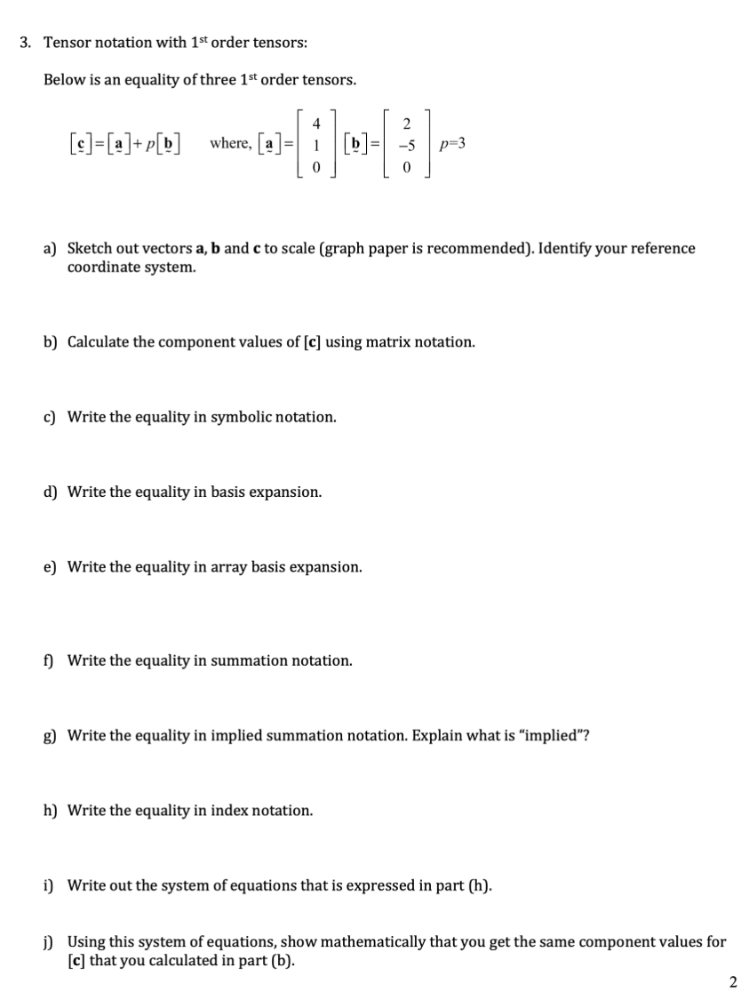 Solved 3. Tensor notation with 1st order tensors: Below is | Chegg.com