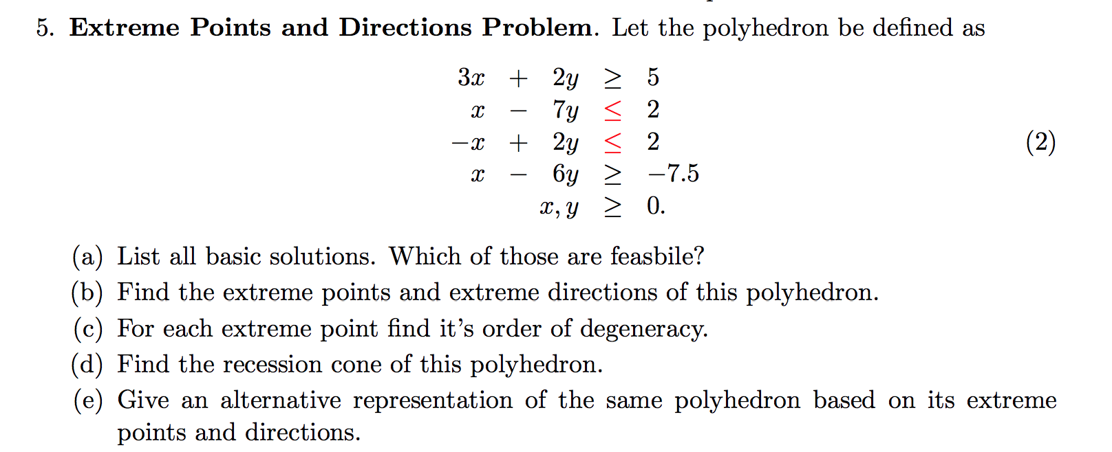 5. Extreme Points and Directions Problem. Let the | Chegg.com