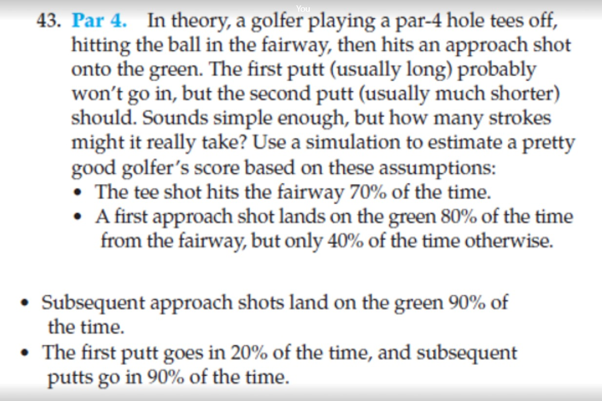 Solved 43. Par 4. In theory, a golfer playing a par-4 hole | Chegg.com
