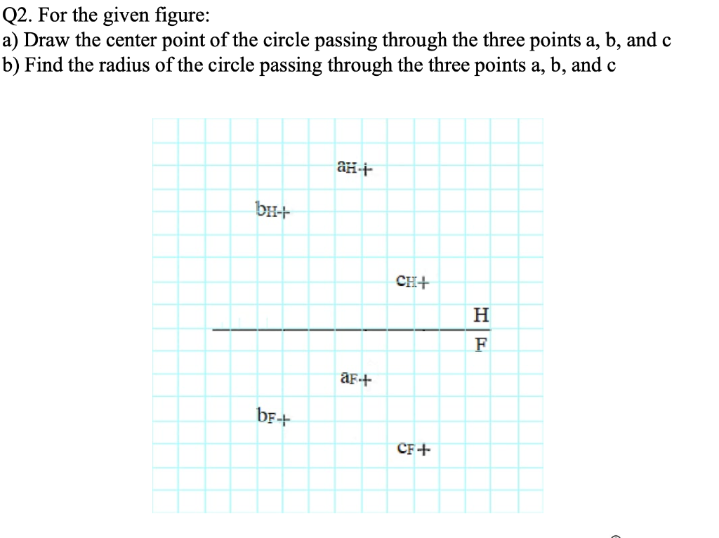Solved Q2. For the given figure: a) Draw the center point of | Chegg.com