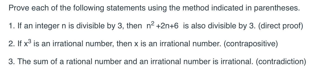 Solved Prove each of the following statements using the | Chegg.com