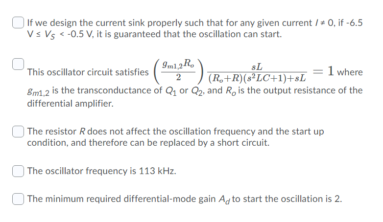 Solved Question 2 (20 points) The LC oscillator shown below | Chegg.com