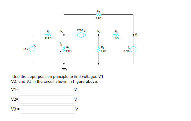 Solved Use the superposition principle to find voltages V1, | Chegg.com