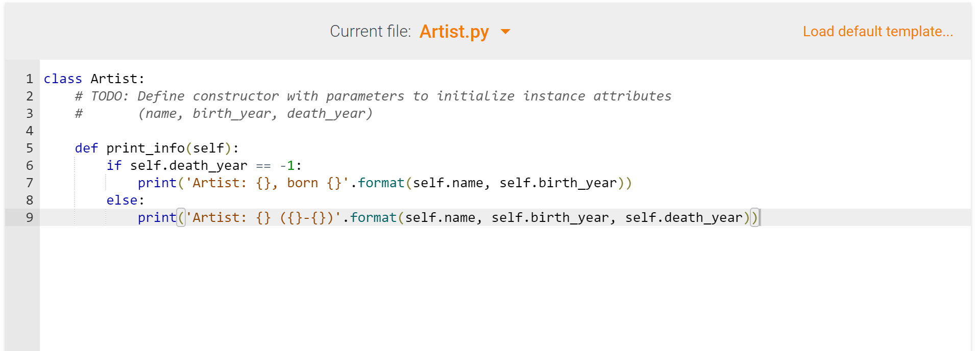 Solved Define the Artist class in Artist.py with | Chegg.com