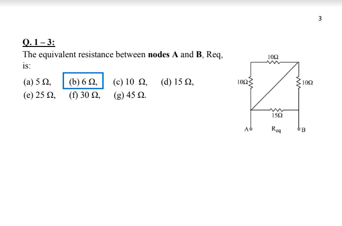 Solved Q. 1-3: The equivalent resistance between nodes A and | Chegg.com