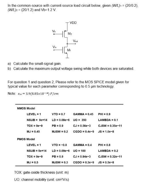 Solved In the common-source with current-source load circuit | Chegg.com