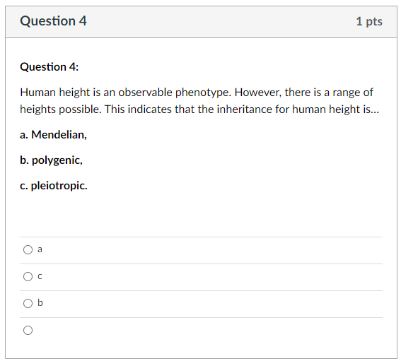 Solved Question 4: Human height is an observable phenotype. | Chegg.com