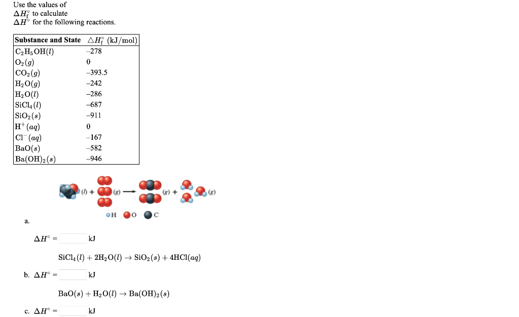 Solved Use the values of ΔΗ: to calculate A for the | Chegg.com