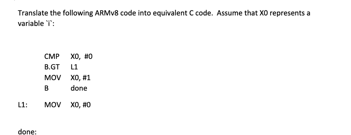 Solved Convert the following C code into equivalent ARMv8 | Chegg.com