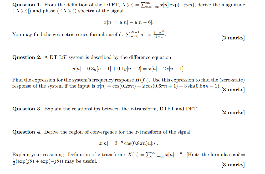 Solved Question 1. From the definition of the DTFT, | Chegg.com