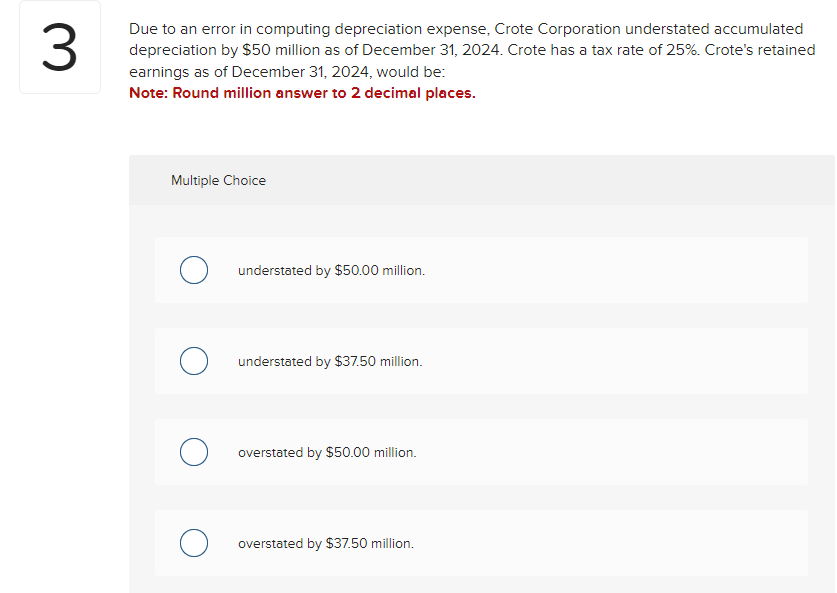 Solved Due to an error in computing depreciation expense, | Chegg.com