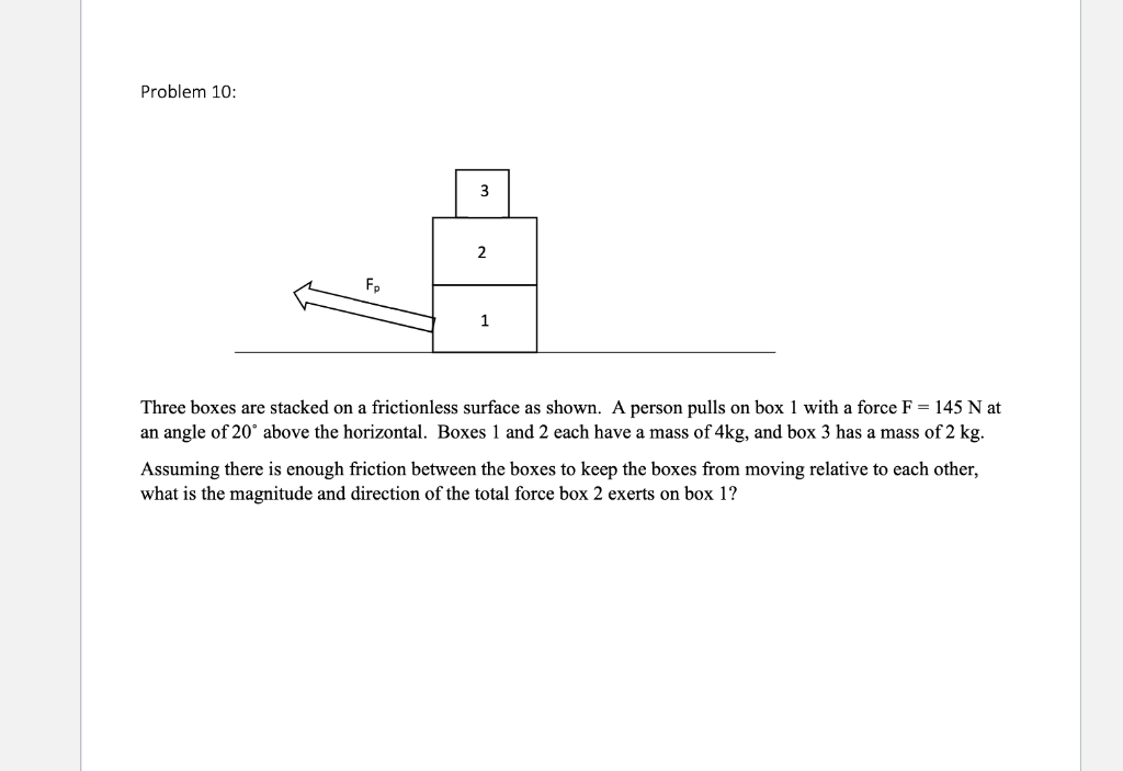 Solved Problem 10: 3 2 F 1 Three boxes are stacked on a | Chegg.com