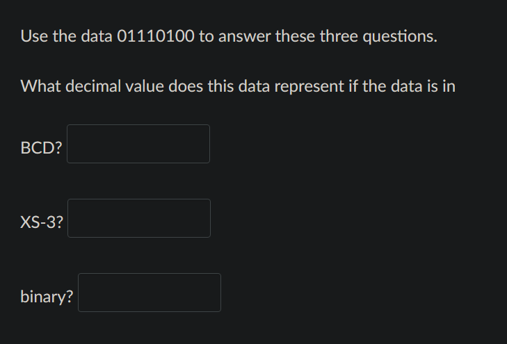 Solved Represent the decimal number 2837 in BCD; excess-3 | Chegg.com