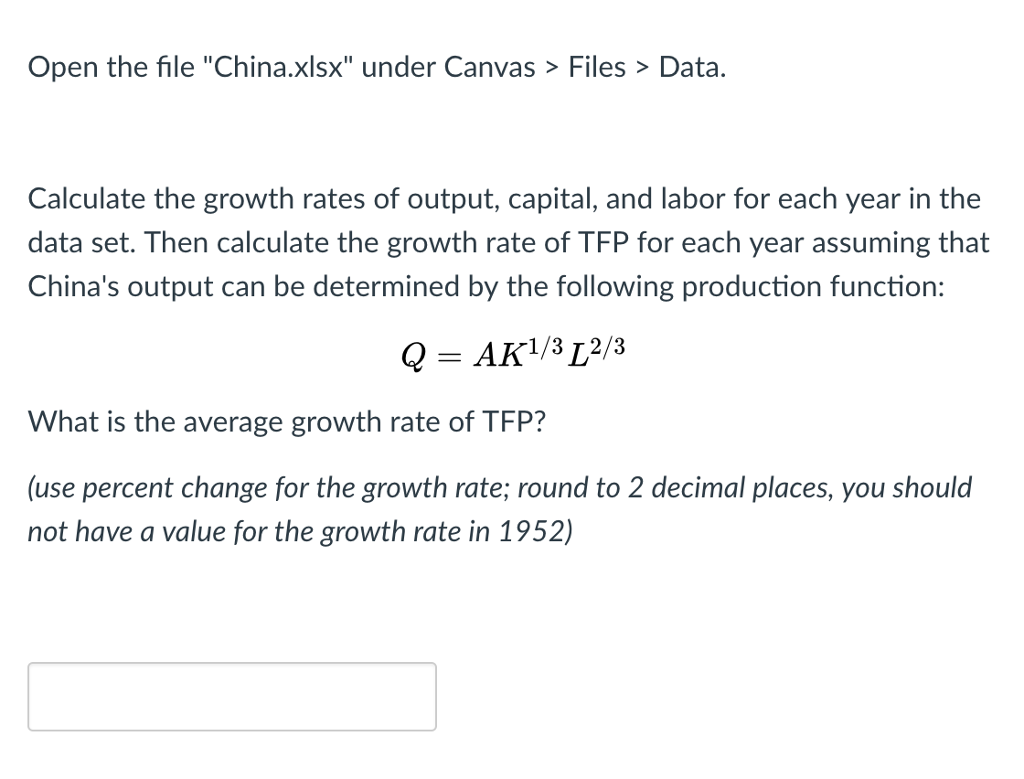 Solved Open the file "China.xlsx" under Canvas>Files> Data. | Chegg.com