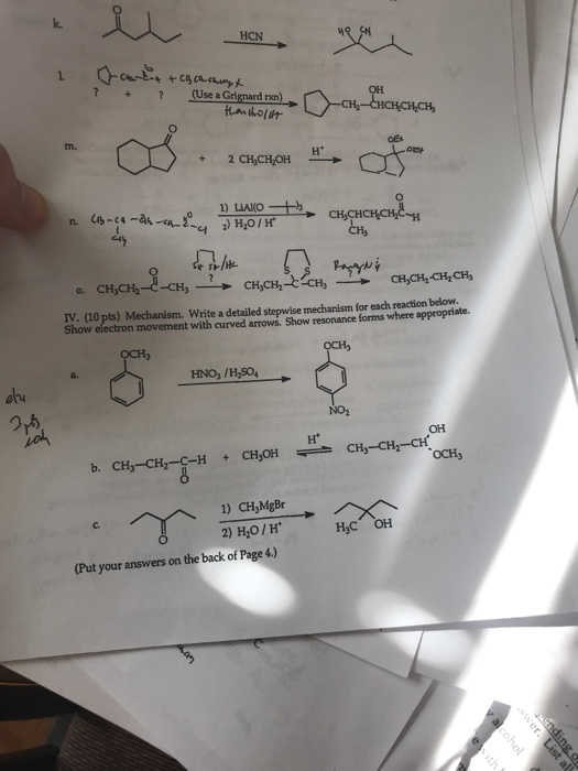 Solved ?+ (Use a Grignard an) +2 CH,CHOH 2) H20/H IV. (10 | Chegg.com