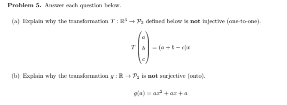 Solved Problem 5. Answer each question below. (a) Explain | Chegg.com