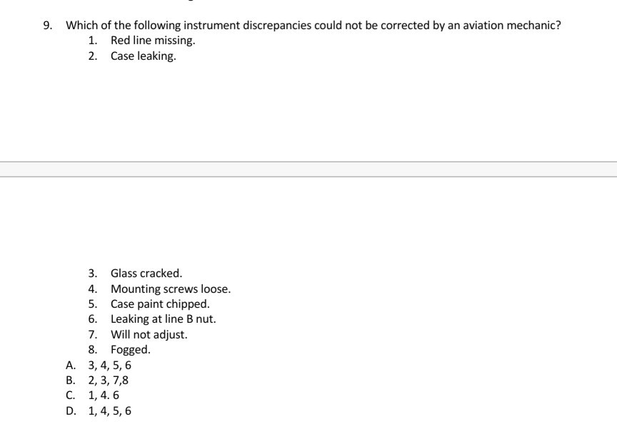 Solved 9. Which of the following instrument discrepancies | Chegg.com