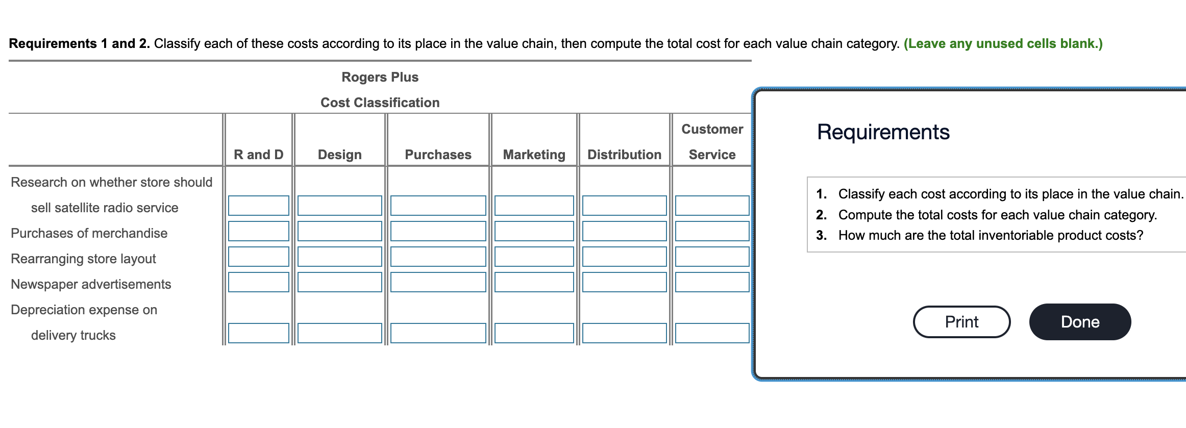 Solved Requirements 1. Classify each cost according to its | Chegg.com