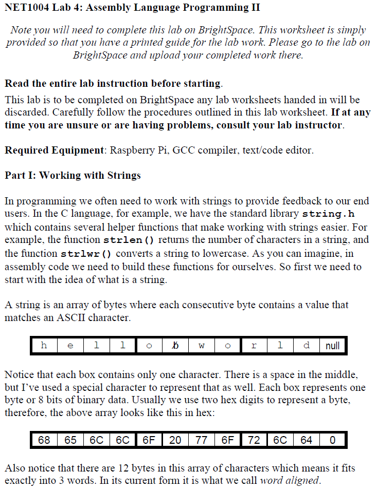 NET1004 Lab 4: Assembly Language Programming II Note | Chegg.com
